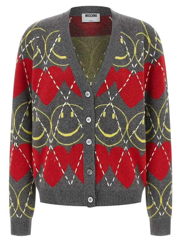 Moschino Smiley® Heart Inlay Cardigan - Multicolor