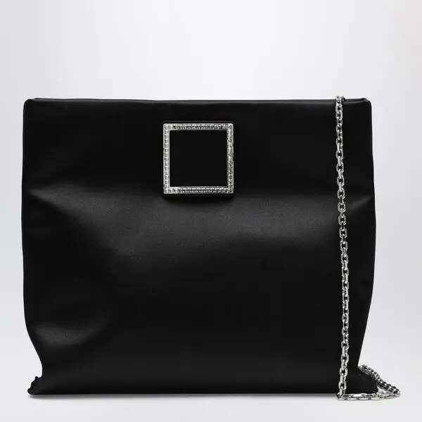 ROGER VIVIER Trompette Clutch In Satin - Black