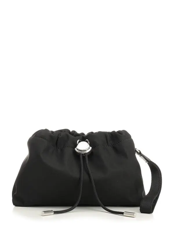 Moncler Pouch With Leather Inserts And Drawstring Closure - Black