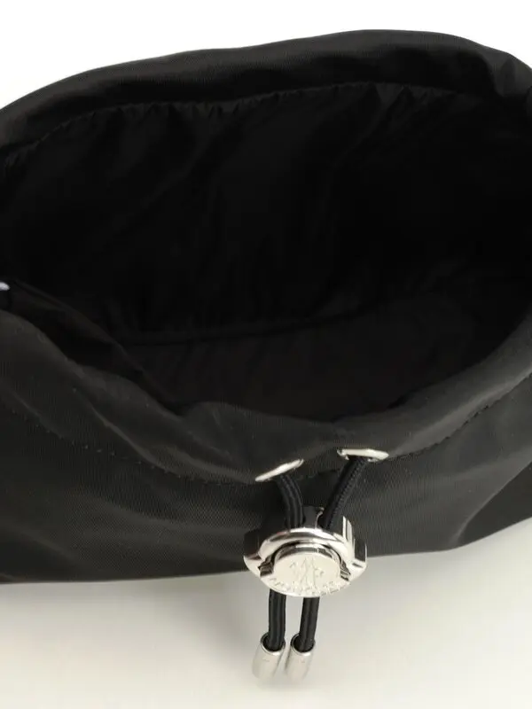 Moncler Pouch With Leather Inserts And Drawstring Closure - Black