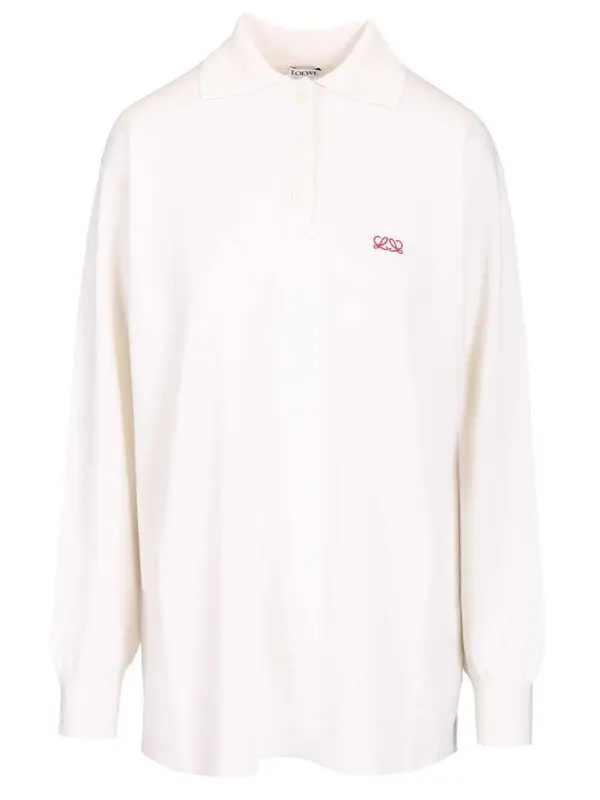Loewe Cashmere And Silk Blend Polo Shirt - White