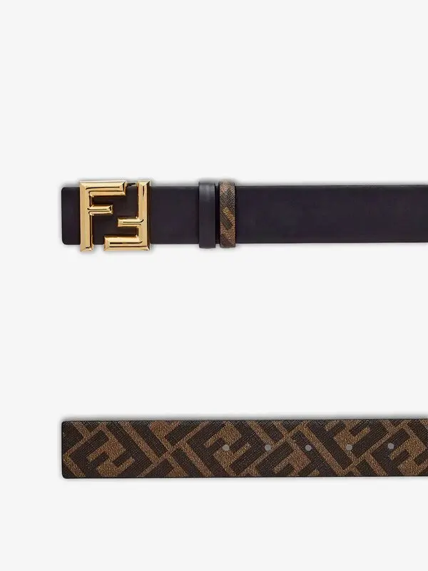 Fendi Rounded Reversible Belt With Gold Ff Buckle