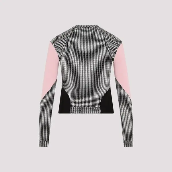 Alexander McQueen Wool Houndstooth Paneled Pullover