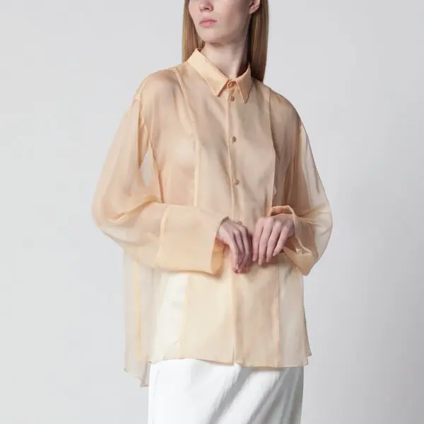 Alberta Ferretti Beige Semi-sheer Viscose Blend Shirt - Cream