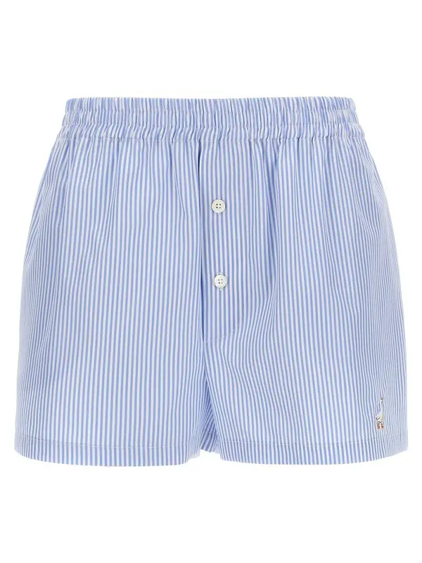 Moschino Striped Cotton Poplin Boxer Shorts - Blue