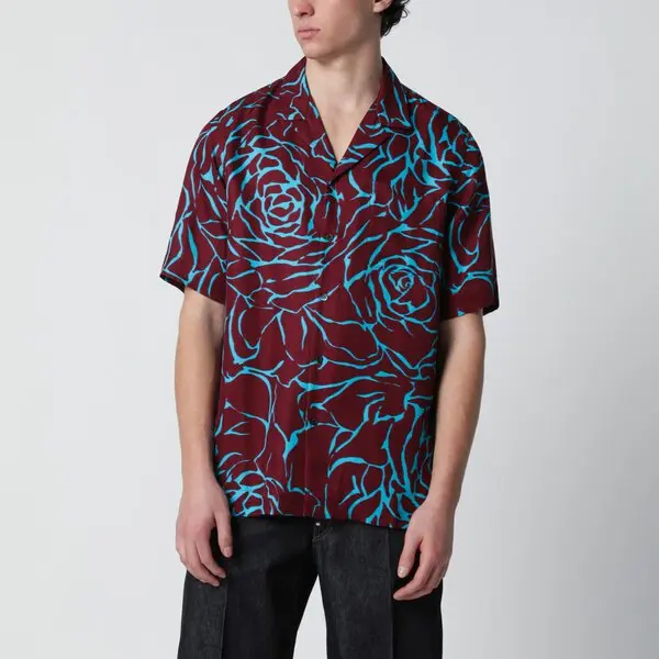 Dries Van Noten Burgundy Shirt With Archive Rose Print