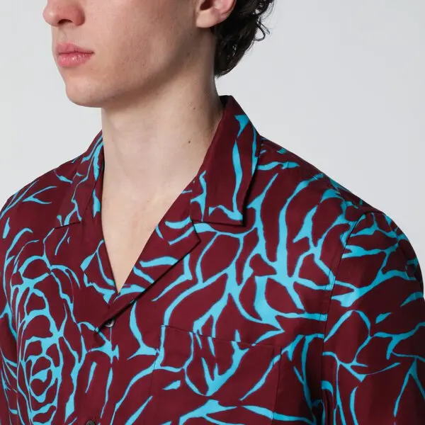 Dries Van Noten Burgundy Shirt With Archive Rose Print
