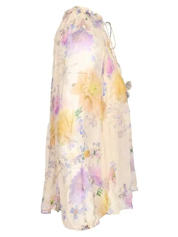 Zimmermann Luna Blouse With Puff Sleeves And Ruffles - Multicolor