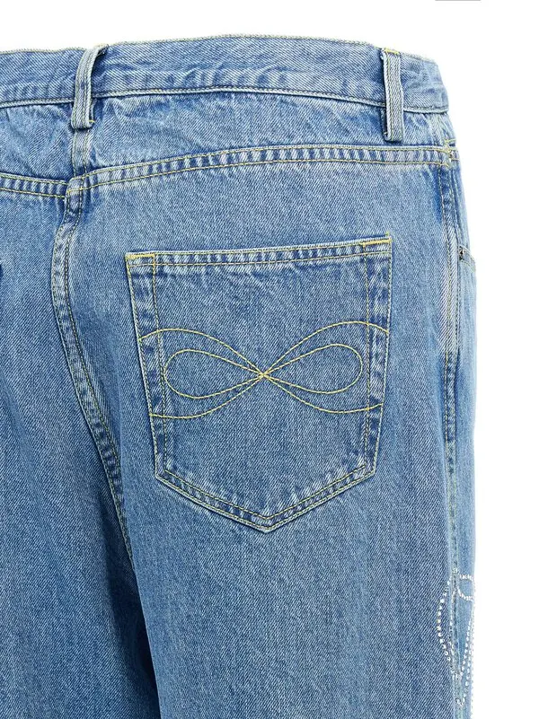 Mach & Mach Crystal Embellished Wide-leg Jeans