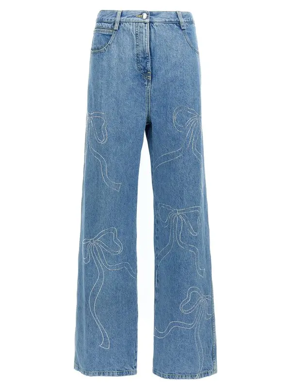 Mach & Mach Crystal Embellished Wide-leg Jeans - Blue