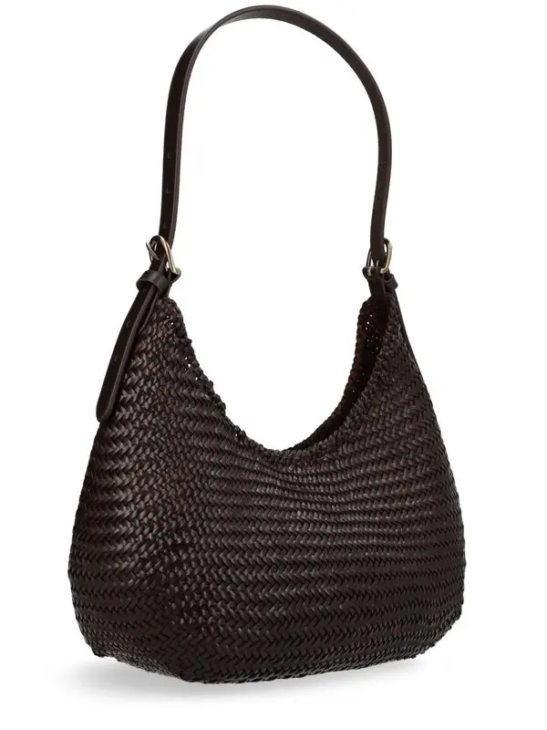 Dragon Diffusion Half Moon Woven Leather Shoulder Bag - Brown