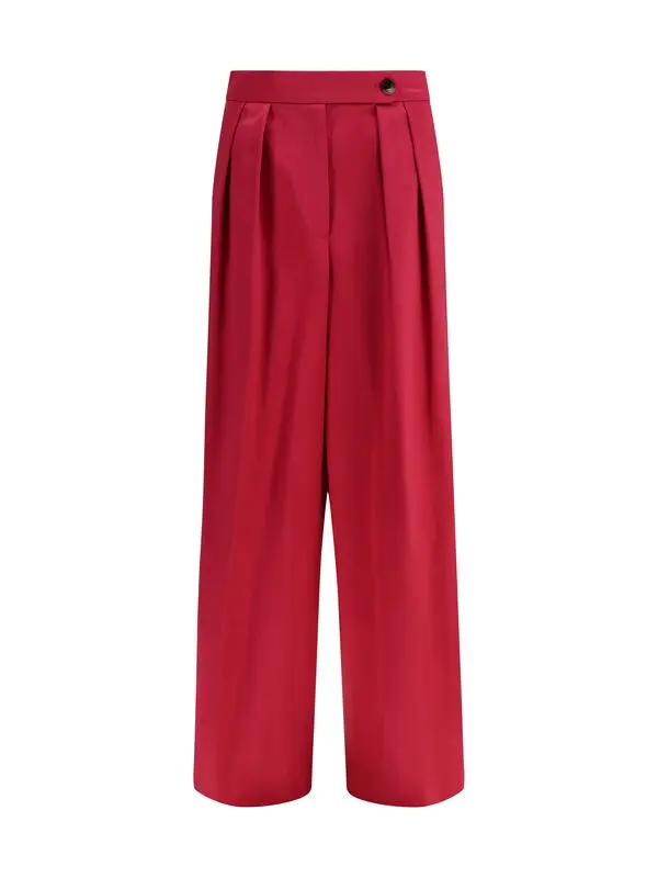 Dries Van Noten Wide Pleated Pants In Washed Cotton And Acetate - Pink