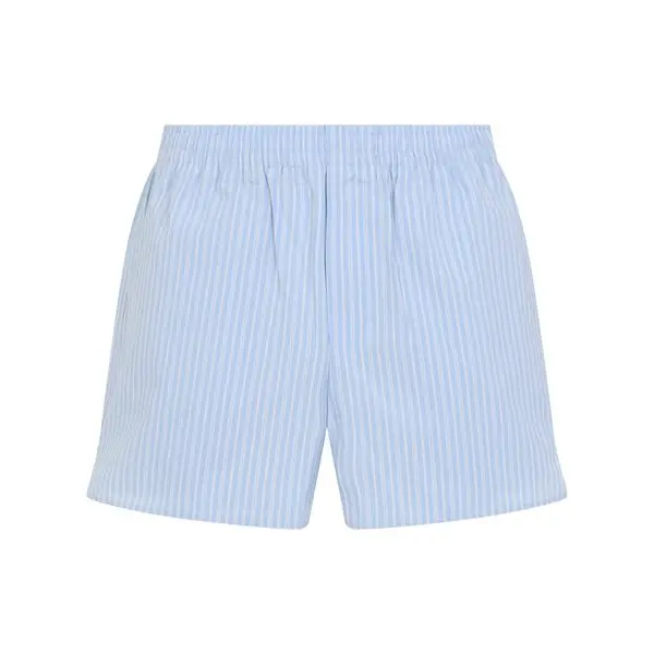 AMI Paris Elasticated Striped Cotton Shorts - Blue