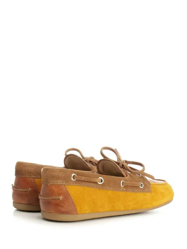 Miu Miu Nautical Style Boat Loafers With Embossed Logo - Brown