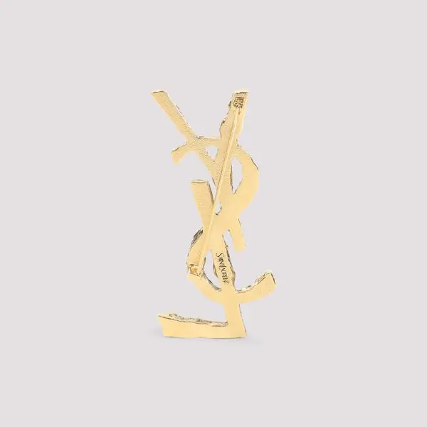 Saint Laurent Cassandre Logo Pin With Mini Stones