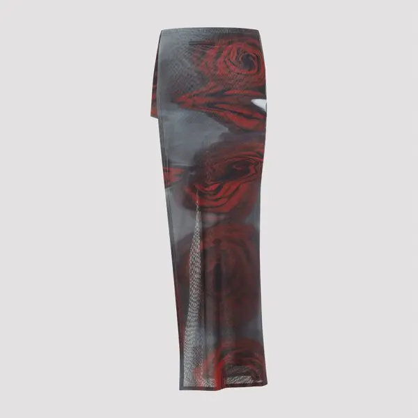 JEAN PAUL GAULTIER Asymmetric Blurry Roses Midi Skirt - Multicolor