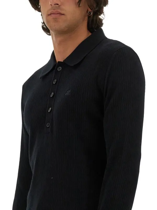 COURREGES Polo With Logo - Black