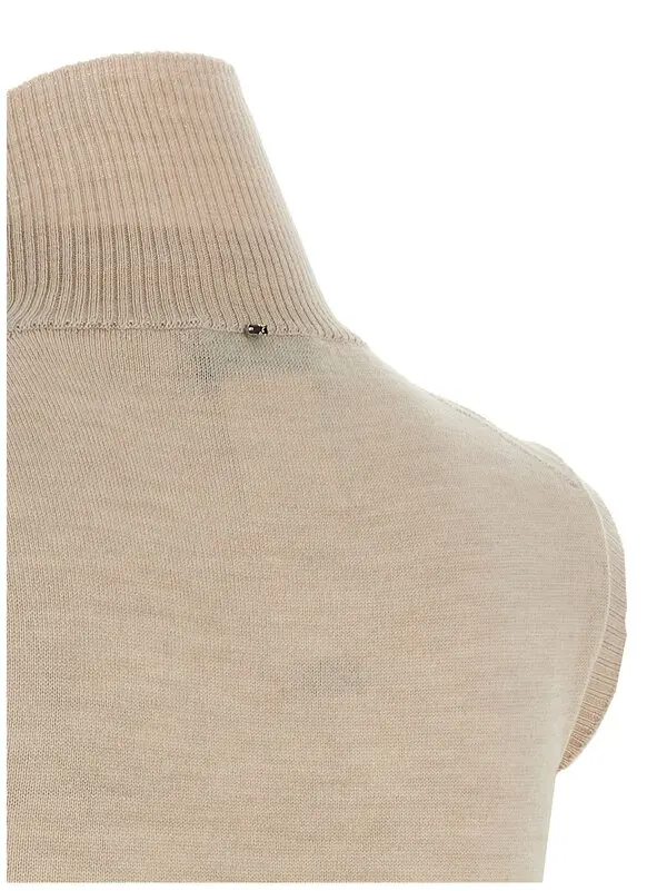 Sportmax Vertigo Sleeveless High Neck Wool Top - Cream