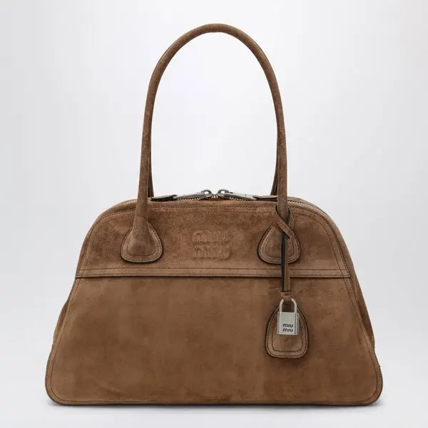 Miu Miu Medium Suede Leather Bowling Silhouette Bag - Brown