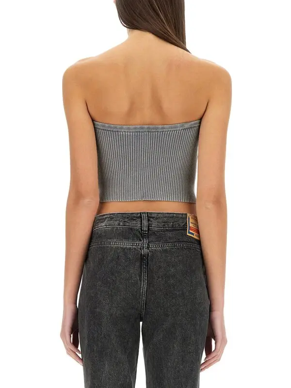 DIESEL® Ribbed Knit Tube Top With Cut-out Detail