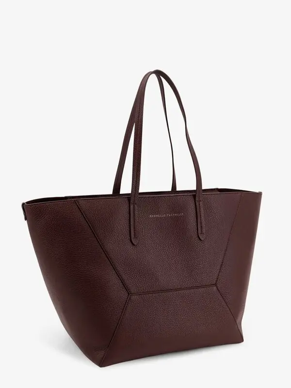 Brunello Cucinelli Double Handle Leather Shoulder Bag - Red