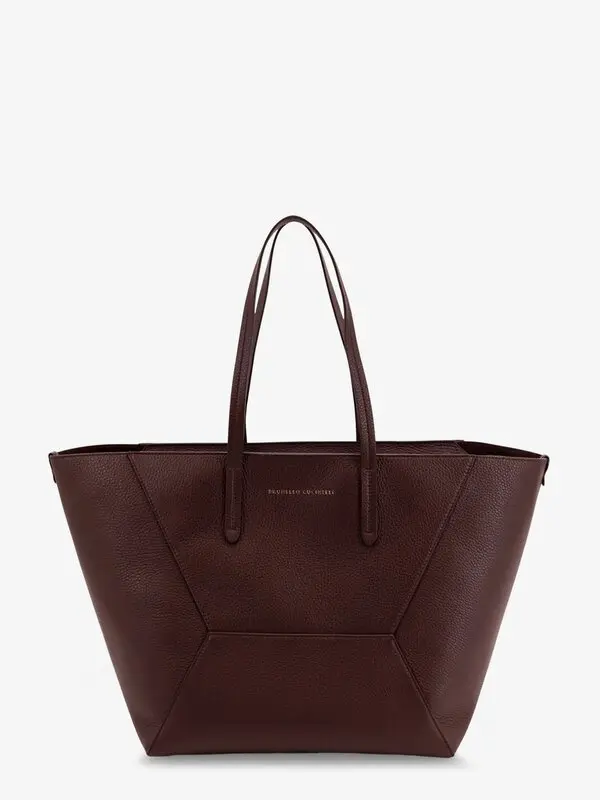 Brunello Cucinelli Double Handle Leather Shoulder Bag - Red