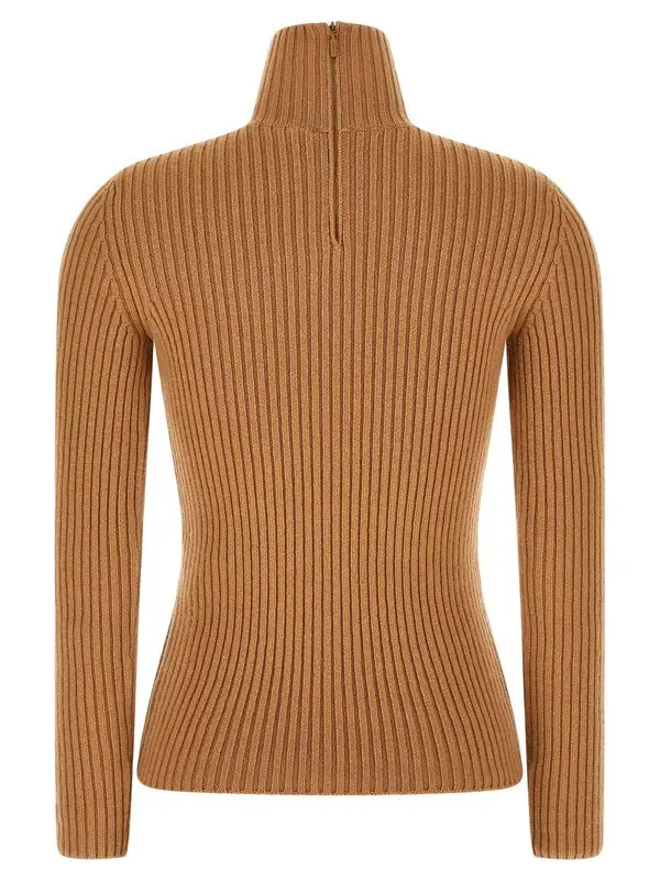 Max Mara Aral1234 Ribbed Stretch Wool And Cashmere Blend Turtleneck Sweater