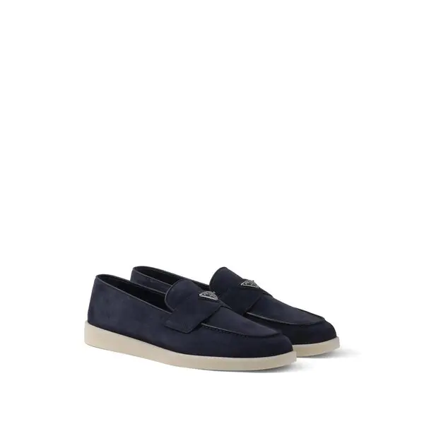 Prada Calf Suede Loafers - Blue