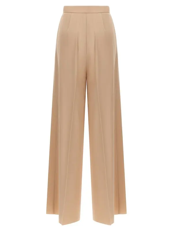 Max Mara Ninfa" Wool Gabardine Wide Leg Pants - Cream