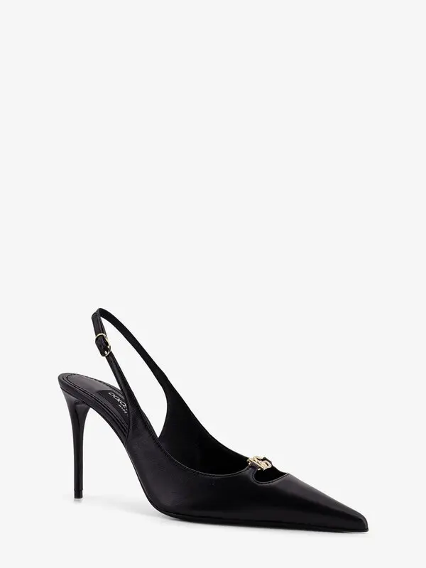 Dolce & Gabbana Leather Pump With Metal Dg Logo - Multicolor