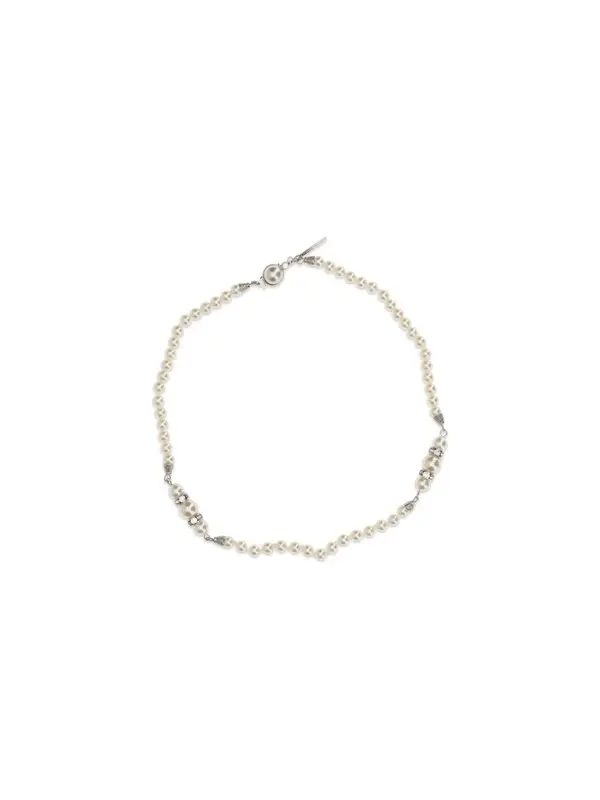 Alessandra Rich Pearl And Crystal Necklace - Silver
