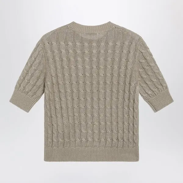 Max Mara Cable Knit Linen Crewneck Sweater - Brown