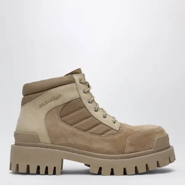 Balenciaga Nubuck Suede And Canvas Combat Boots - Cream