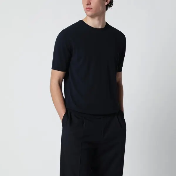 ROBERTO COLLINA Short Sleeve Crew Neck Knit - Blue