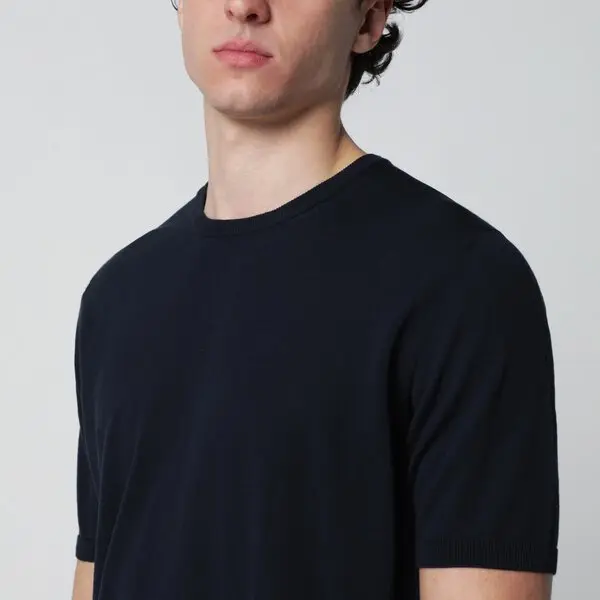 ROBERTO COLLINA Short Sleeve Crew Neck Knit - Blue