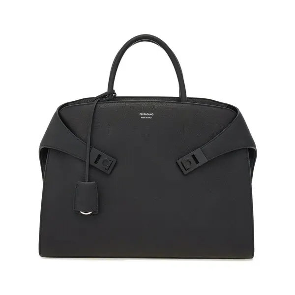 FERRAGAMO Calf Leather Laptop Bag - Black