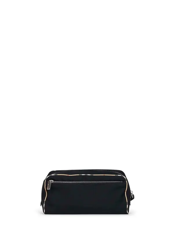 Burberry Black Twill Travel Bag With Check Trims - Multicolor