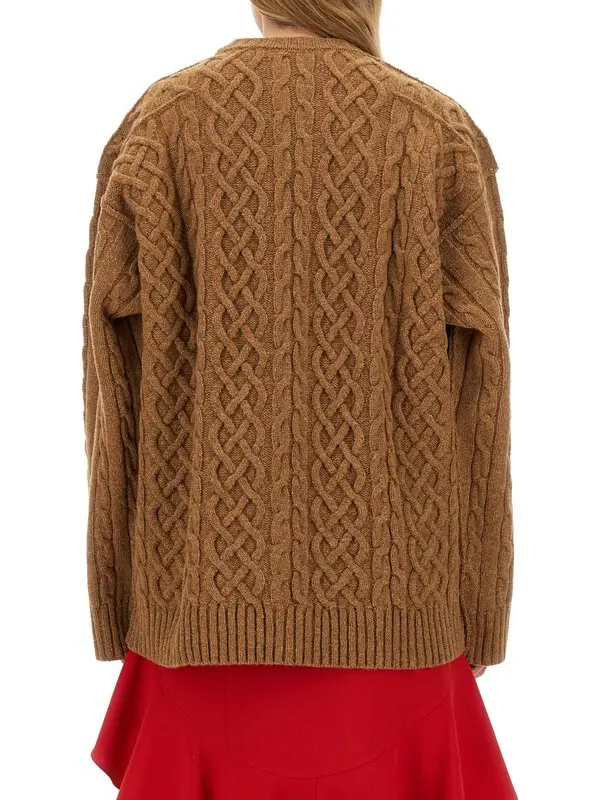 Moschino Oversize Fit Cable Knit Sweater - Cream