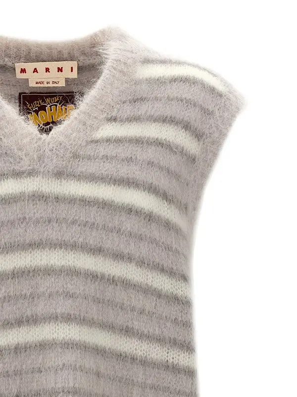 Marni Fuzzy Wuzzy Striped Mohair Blend Vest