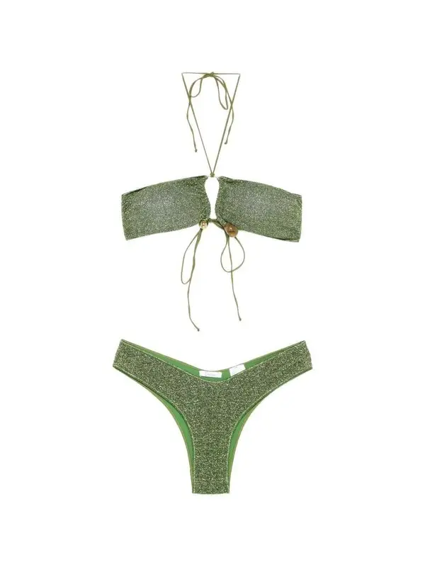 Oseree Lumiere Stones Bandeau Bikini - Green