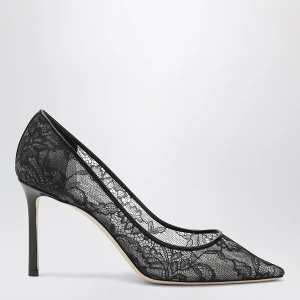 JIMMY CHOO Romy 85 Lace Pumps With Logo - Black