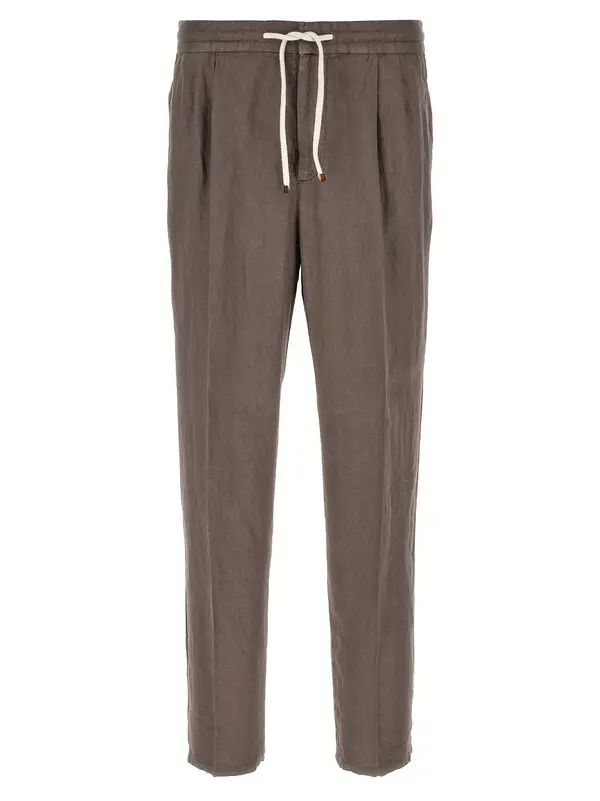 Brunello Cucinelli Garment-dyed Linen Gabardine Trousers