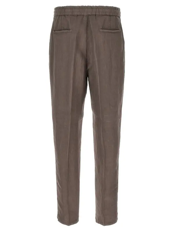 Brunello Cucinelli Garment-dyed Linen Gabardine Trousers