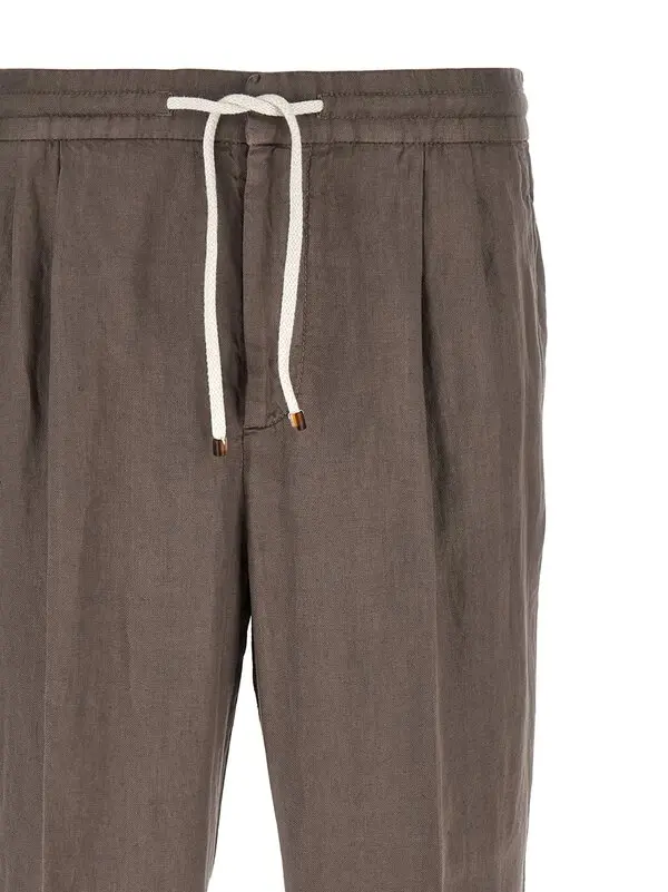 Brunello Cucinelli Garment-dyed Linen Gabardine Trousers