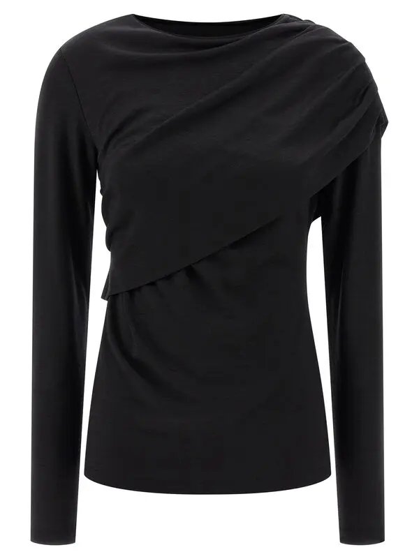 Isabel Marant Étoile Asna Draped Wool Jersey Top - Black