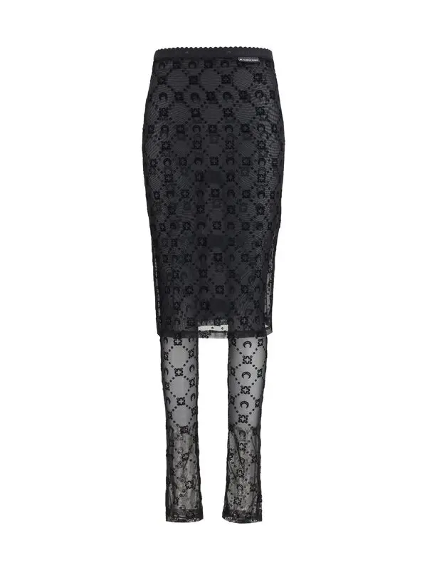 MARINE SERRE Moonogram Mesh Flock Pant-skirt - Black