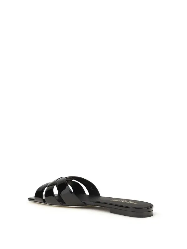 Saint Laurent Tribute Patent Leather Sandals - Black