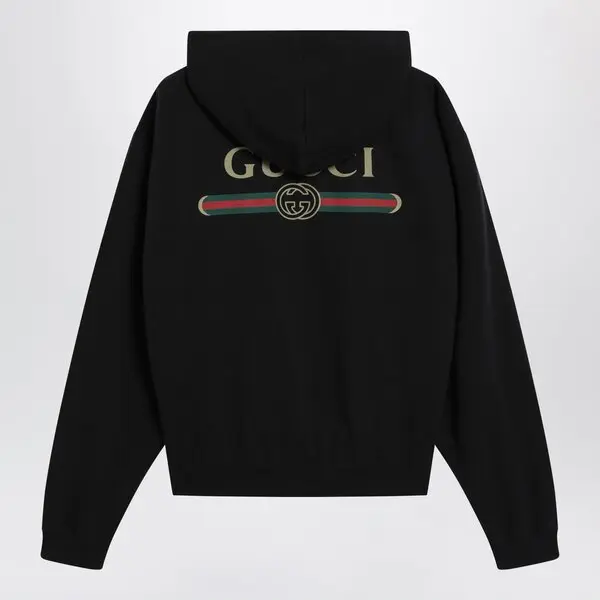 Gucci Zip Hoodie In Cashmere Blend With Logo Print
