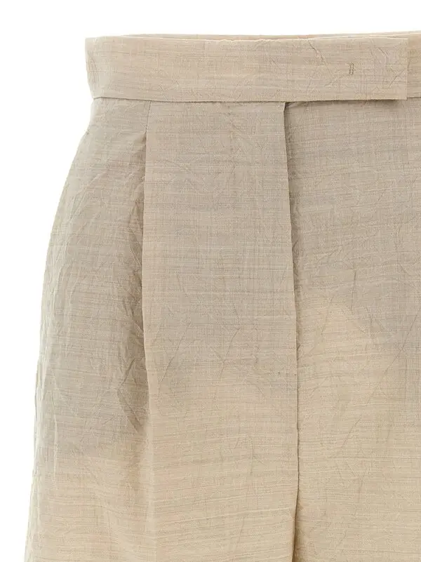 Max Mara Wool Canvas Shorts With Crinkled Effect