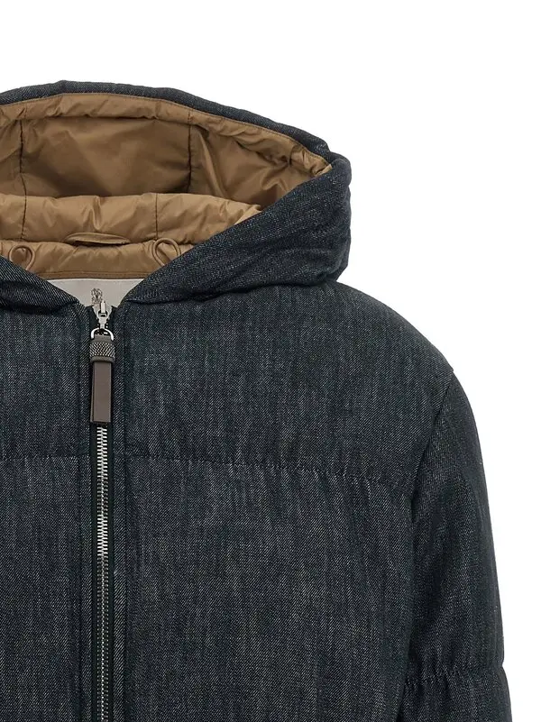 Brunello Cucinelli Quilted Down Jacket With Denim Effect